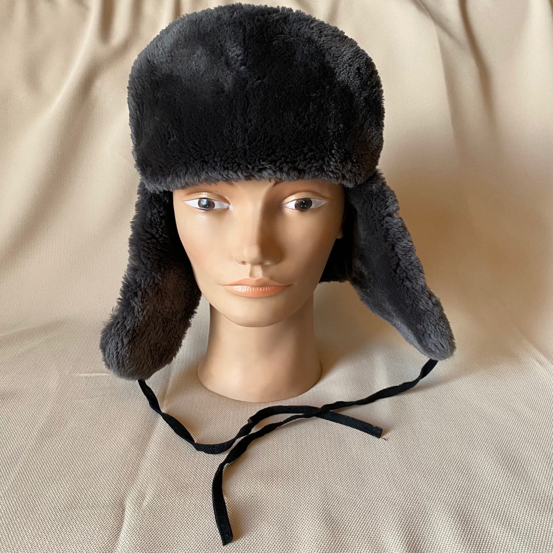 Vintage Winter Fur Trapper Hat Ear Flaps Woman/men's X-small Size 20 3/ ...