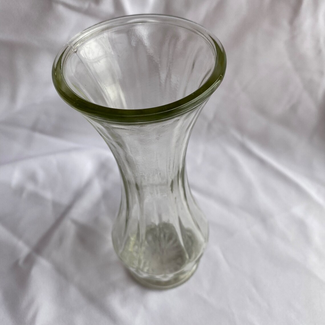 Vintage Clear Pressed Glass Vase Beveled Flower Florist Fluted Top 4225 ...