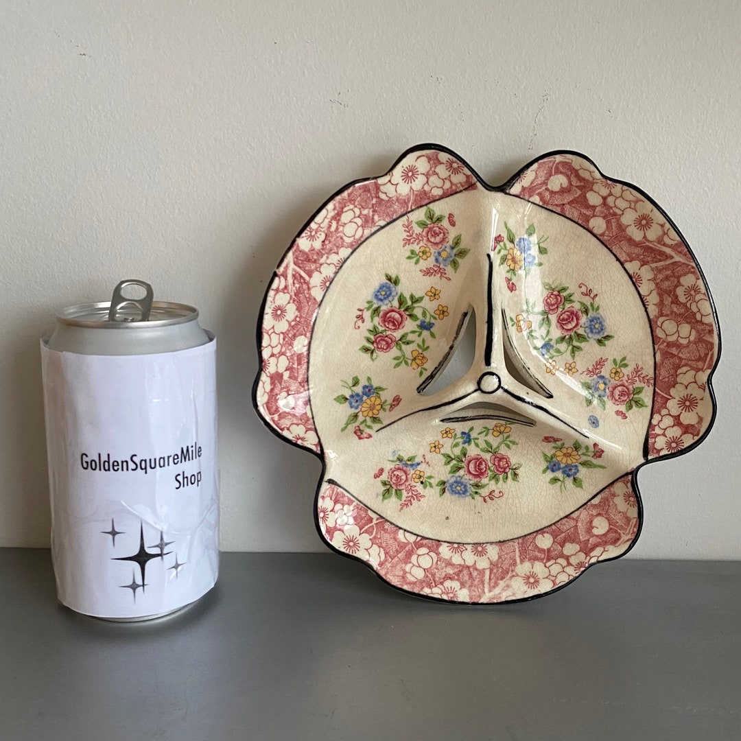 Vintage 3 Part Divided Appetizer Serving Plate Porcelain K Mark Japan ...