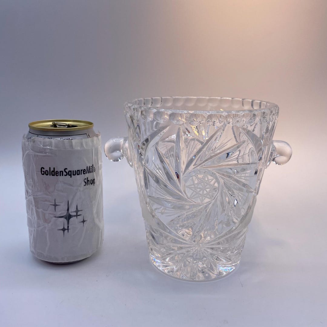 Vintage Cut Glass or Crystal Pinwheel Hobstar Pattern Small Ice Bucket ...