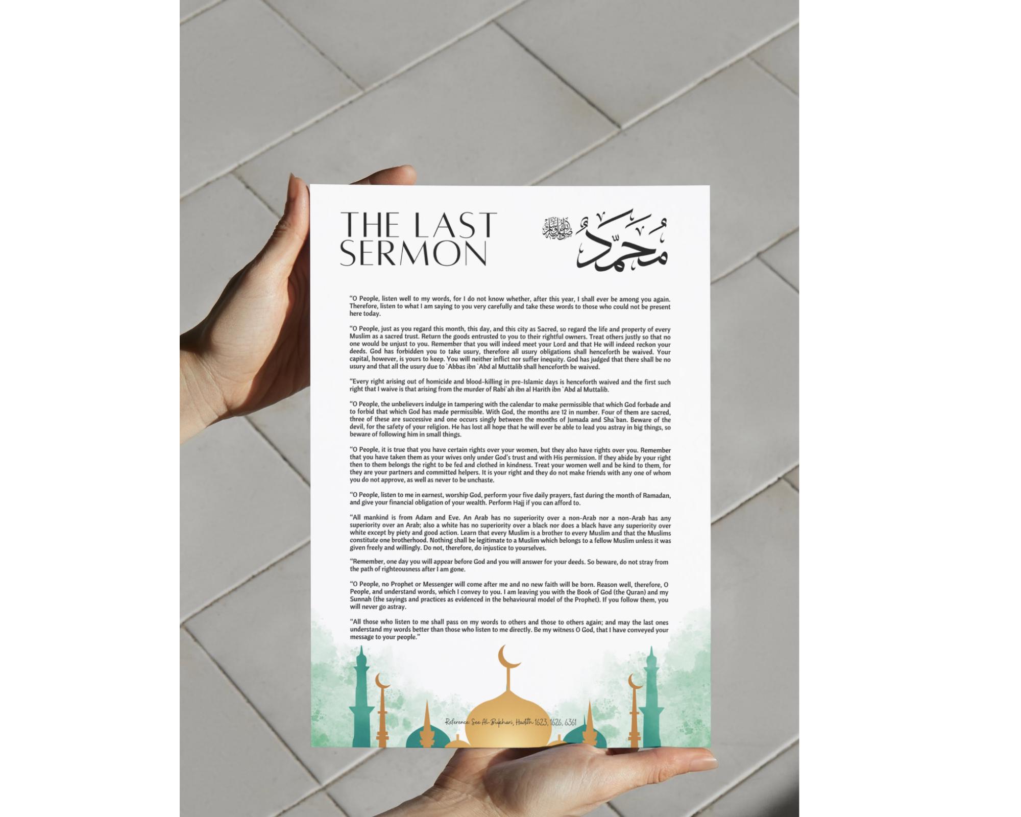 The Last Sermon - Prophet Muhammad (peace Be Upon Him) Farewell Speech ...