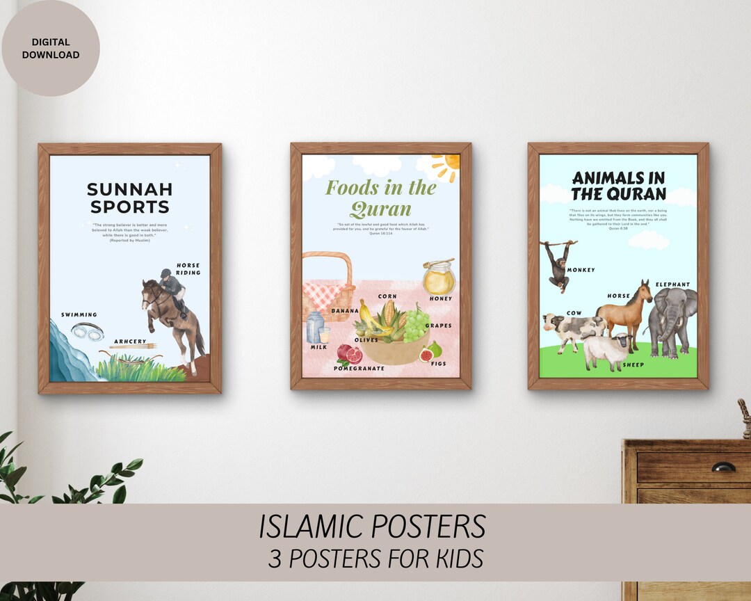 Set of 3 Muslim Posters BUNDLE Animals in the Quran, Foods in the Quran ...