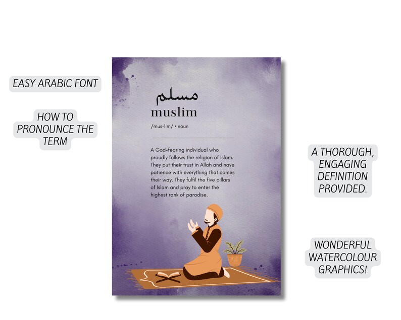 Set of 5 Muslim Definition Poster Bundle - Fun Islamic Definition ...