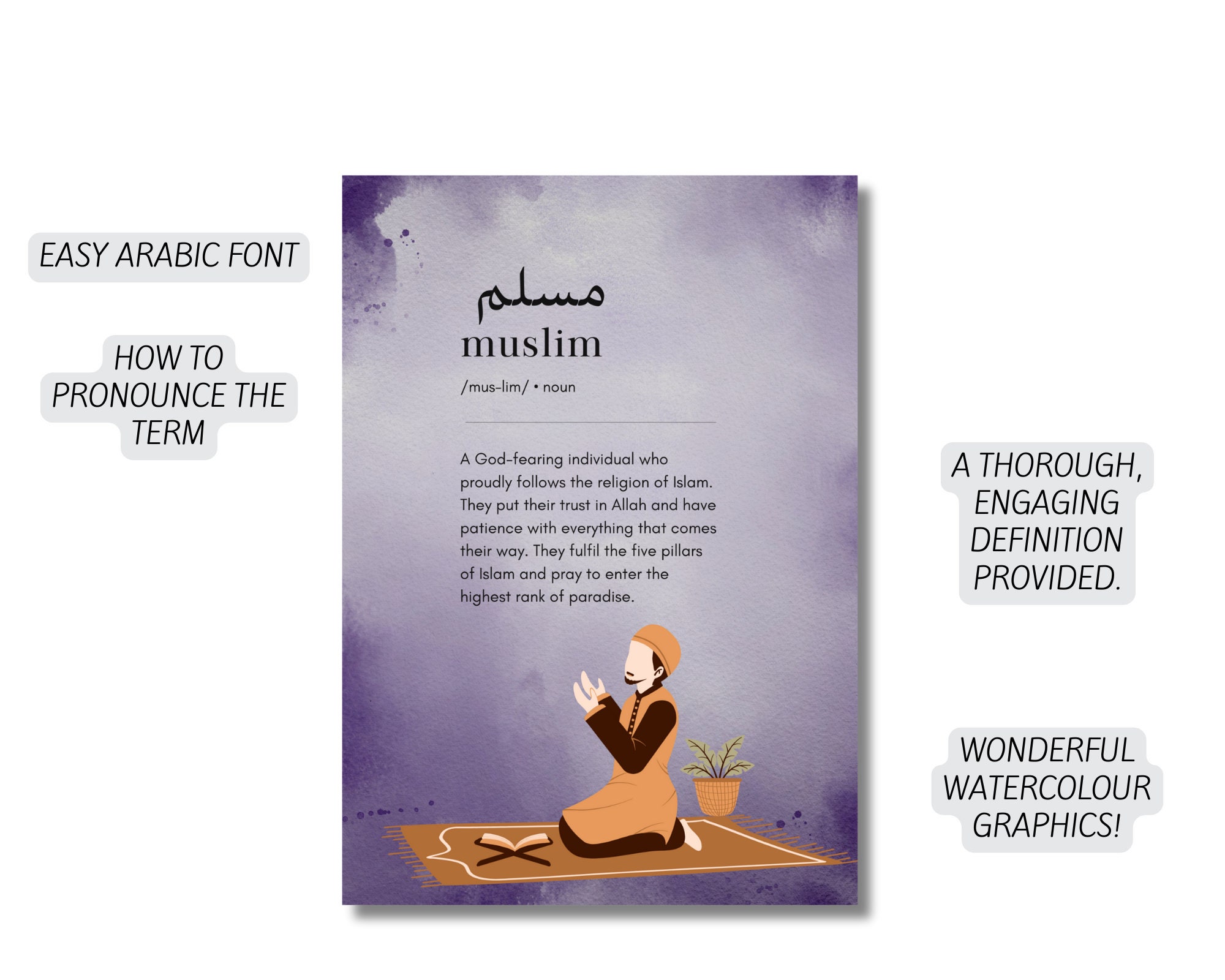 Set of 5 Muslim Definition Poster Bundle - Fun Islamic Definition ...