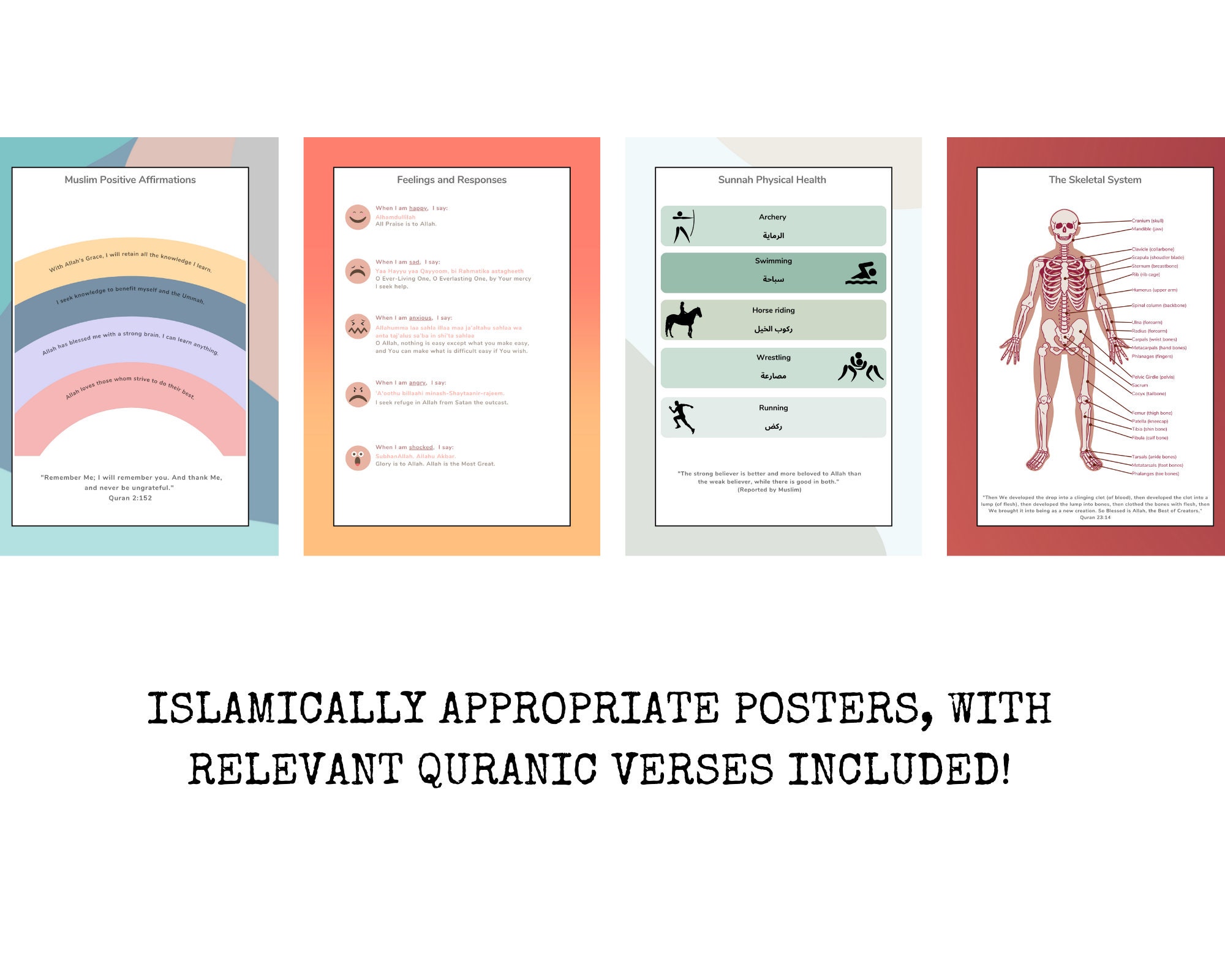 Set of 28 Muslim Homeschool Posters - Islamic Montessori Wall Art ...