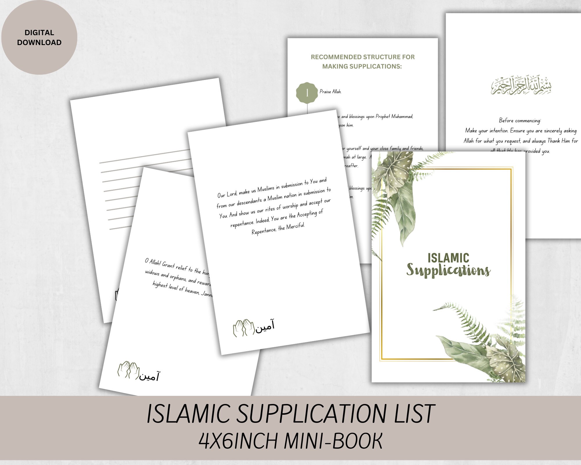 Islamic Dua Supplication Cards - 100 Printable Mini-book 4x6 Inch ...