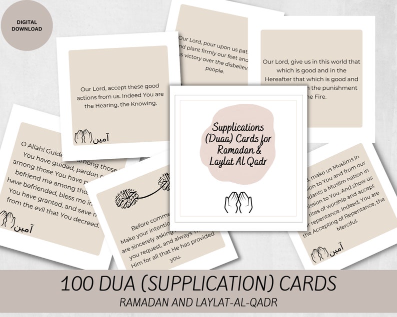 Islamic Dua Supplication Cards - 100 Printable Duaa Cards - Ramadan and ...