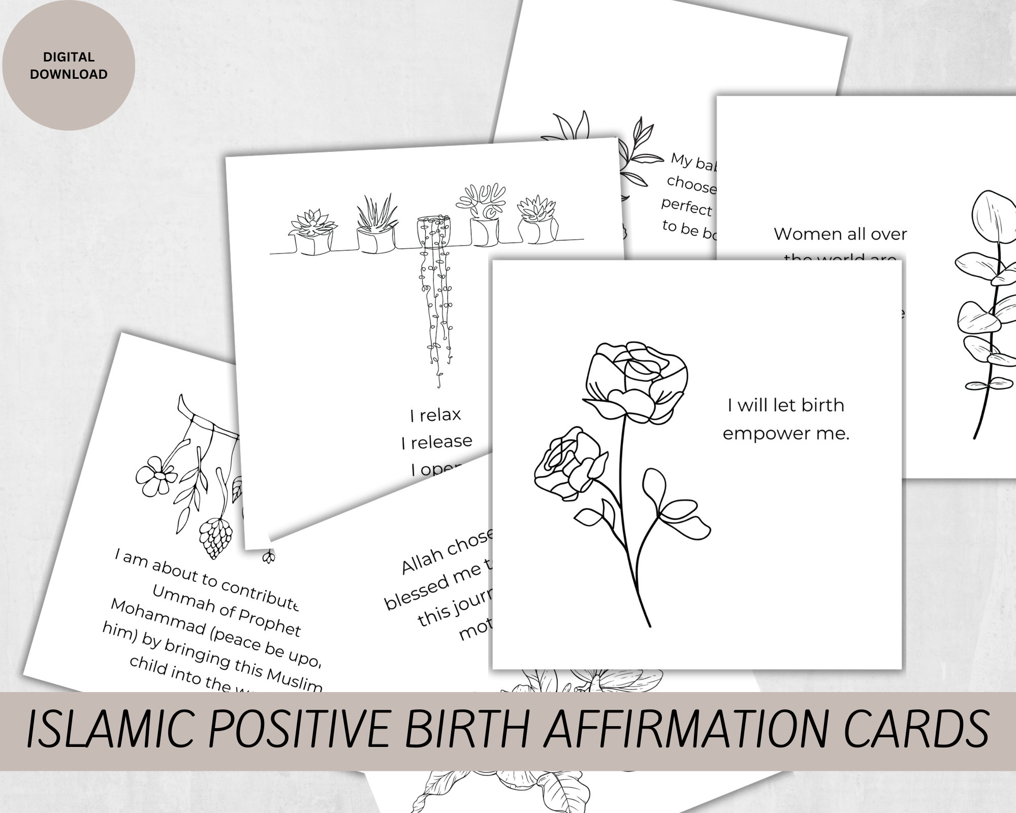 Islamic Positive Birth Affirmation Cards - 24 Printable Hypnobirthing ...