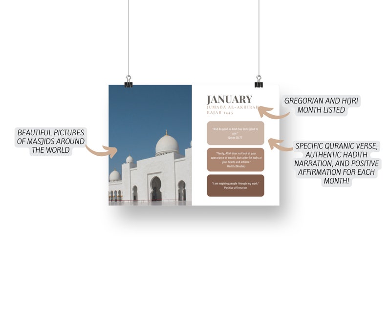 2024 1445/1446 Islamic Calendar With Gregorian and Hijri Dates Masjid ...