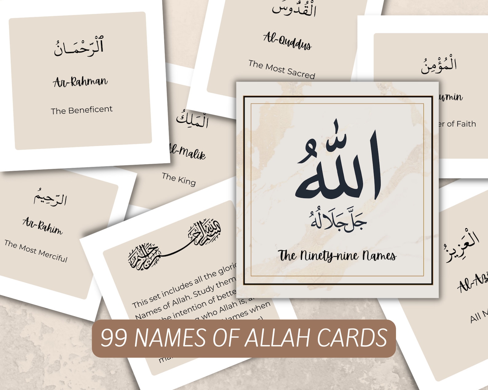 99 Names of Allah Cards Asma-ul-husna Islamic Flash Cards - Etsy Australia