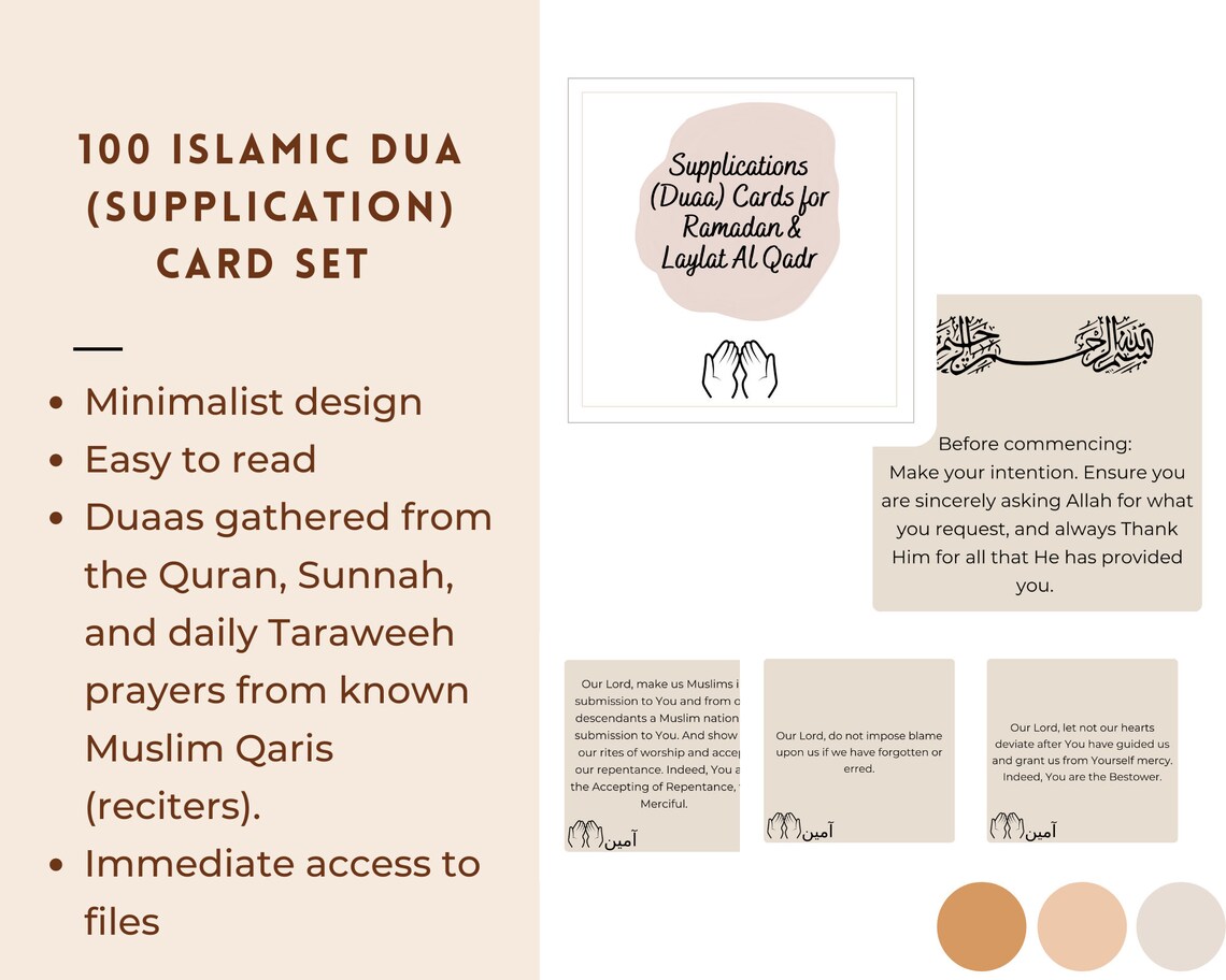 Islamic Dua Supplication Cards 100 Printable Duaa Cards | Etsy