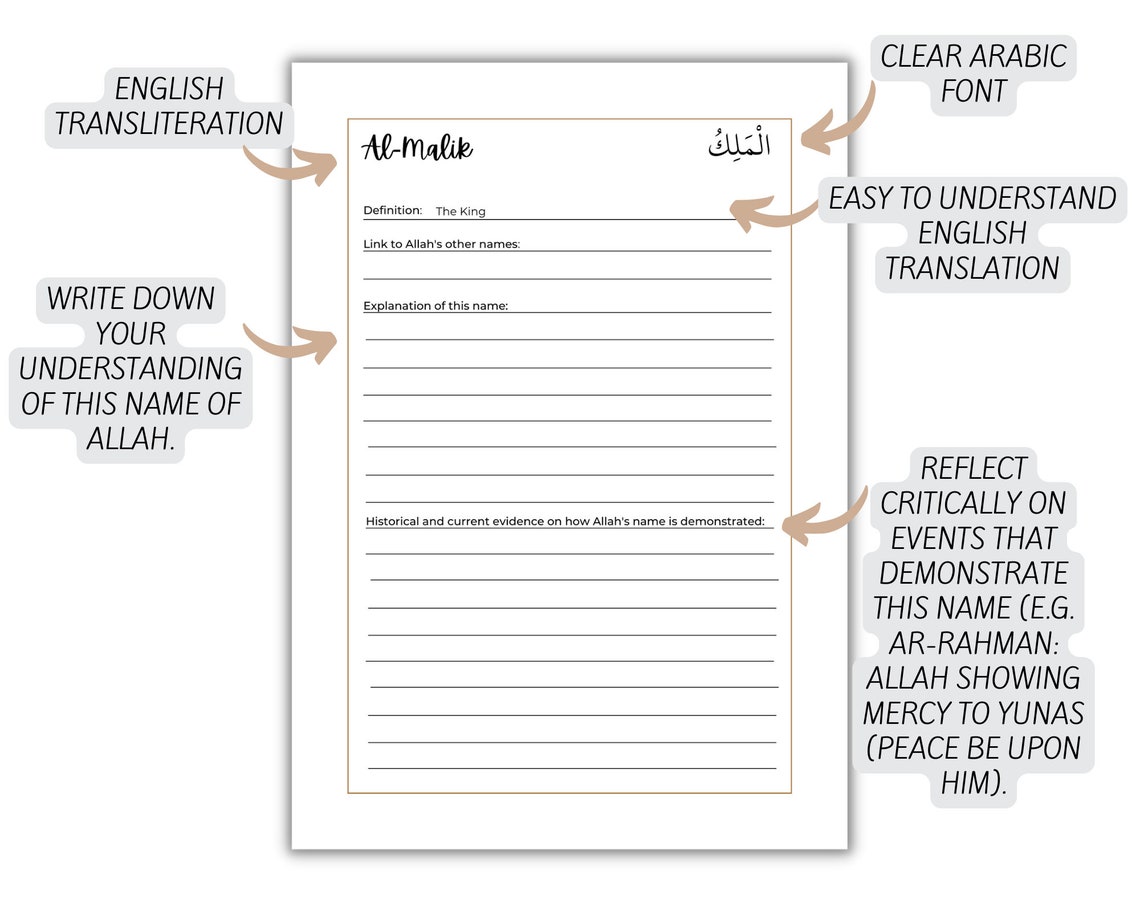 99 Names of Allah Asma Ul Husna Reflection Workbook Journal: 150 Page ...