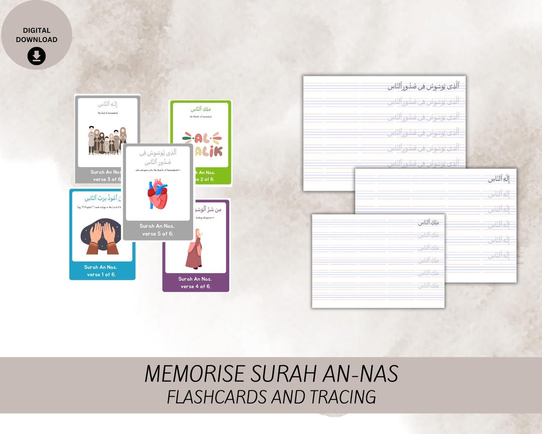 Surah an Nas - Learn and Memorise Quran Visual Flashcards and Tracing ...