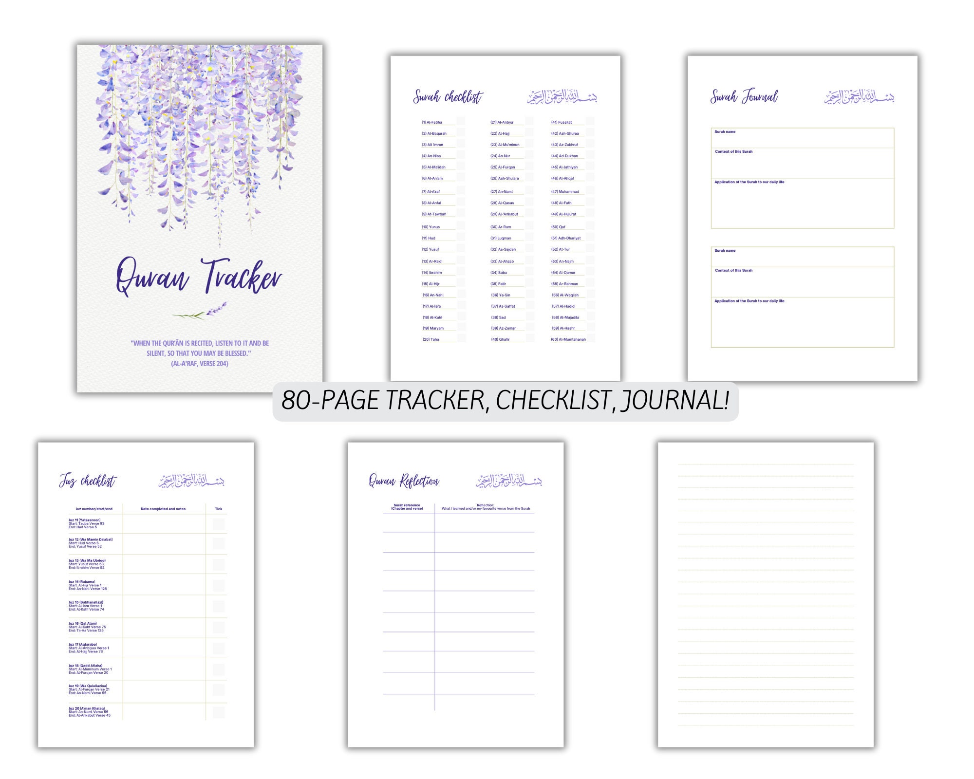 Quran Journal Checklist Simple Design to Track Quran Recitation and ...