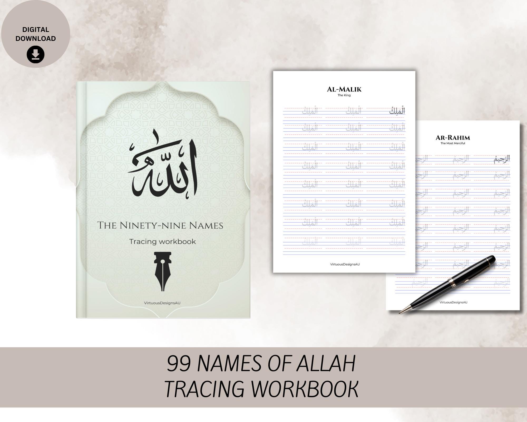 99 Names of Allah Tracing Workbook - Asma-ul-husna Tracing Book With ...