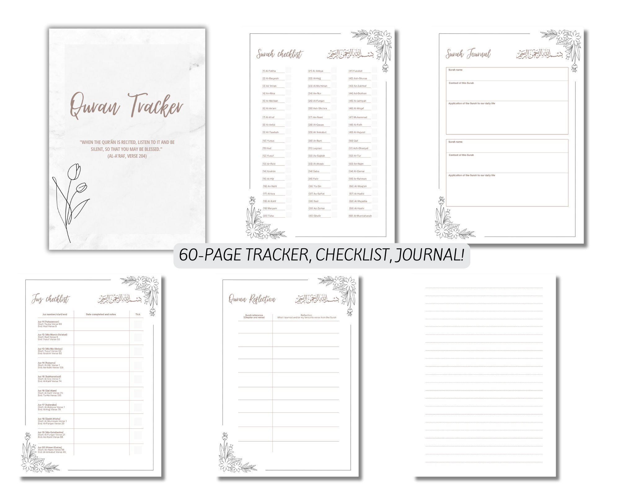 Quran Reading Tracker Checklist - Simple Design to Track Quran ...