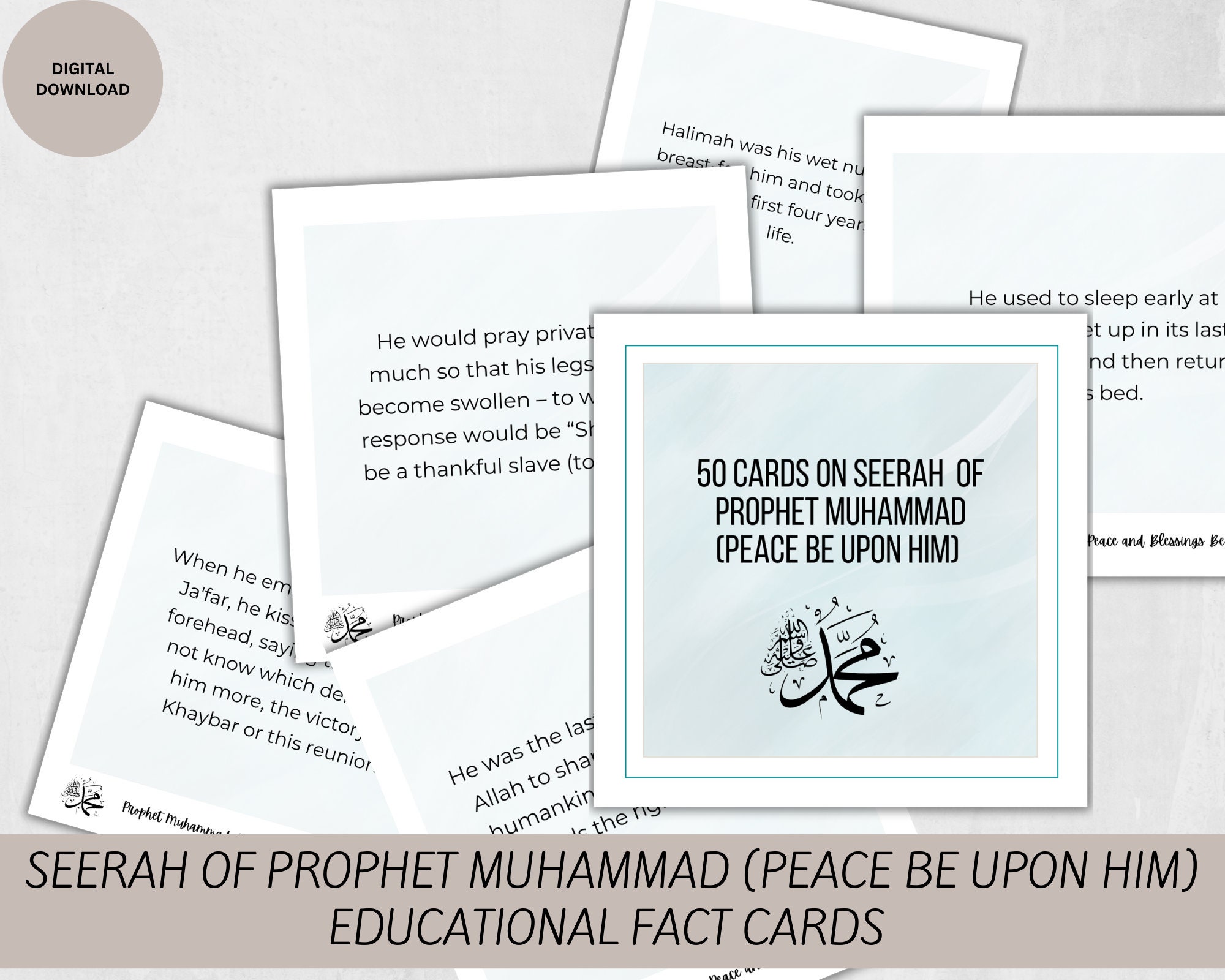 Seerah of Prophet Muhammad peace Be Upon Him Cards 50 Facts About ...