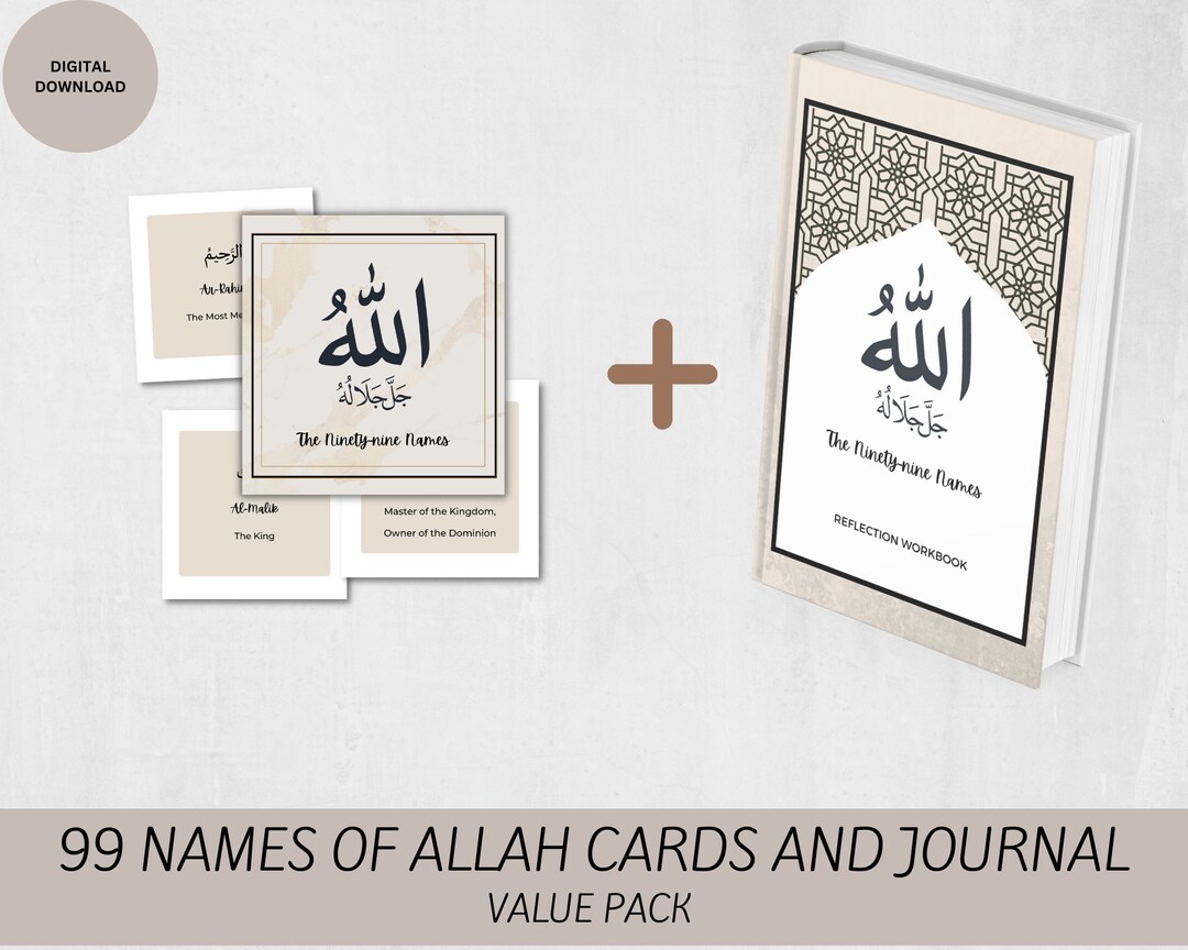 99 Names of Allah Cards and Reflection Book BUNDLE VALUE PACK Asma Ul ...