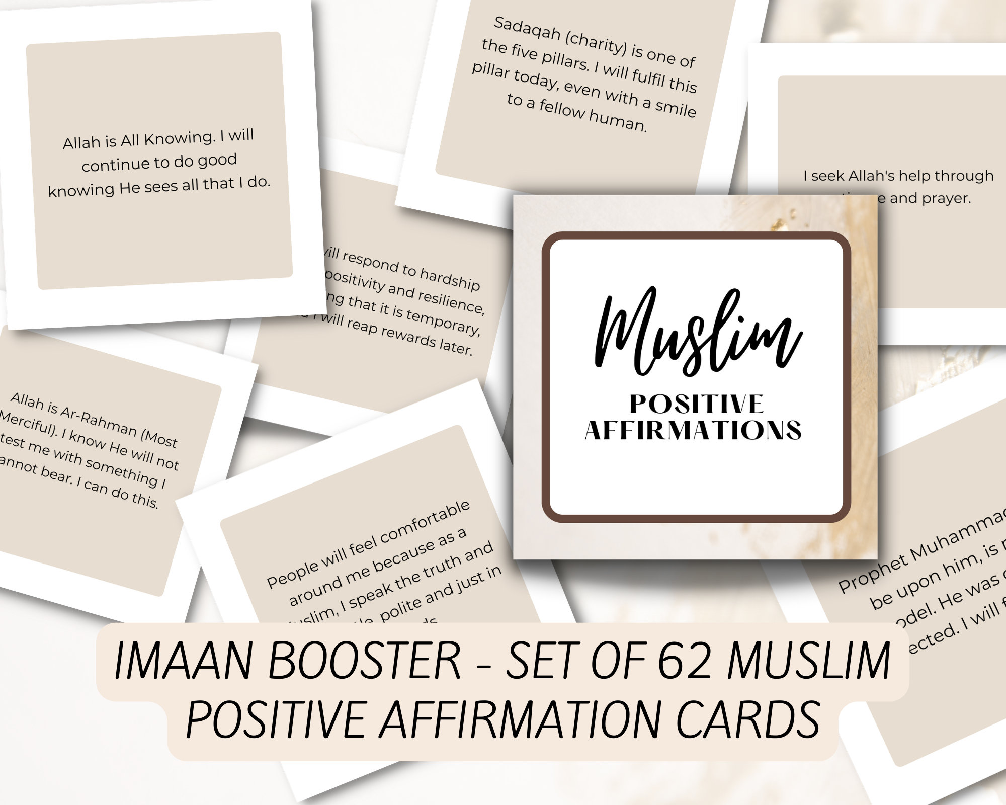 Islamic Positive Affirmation Cards- 62 Printable Imaan Faith Booster ...