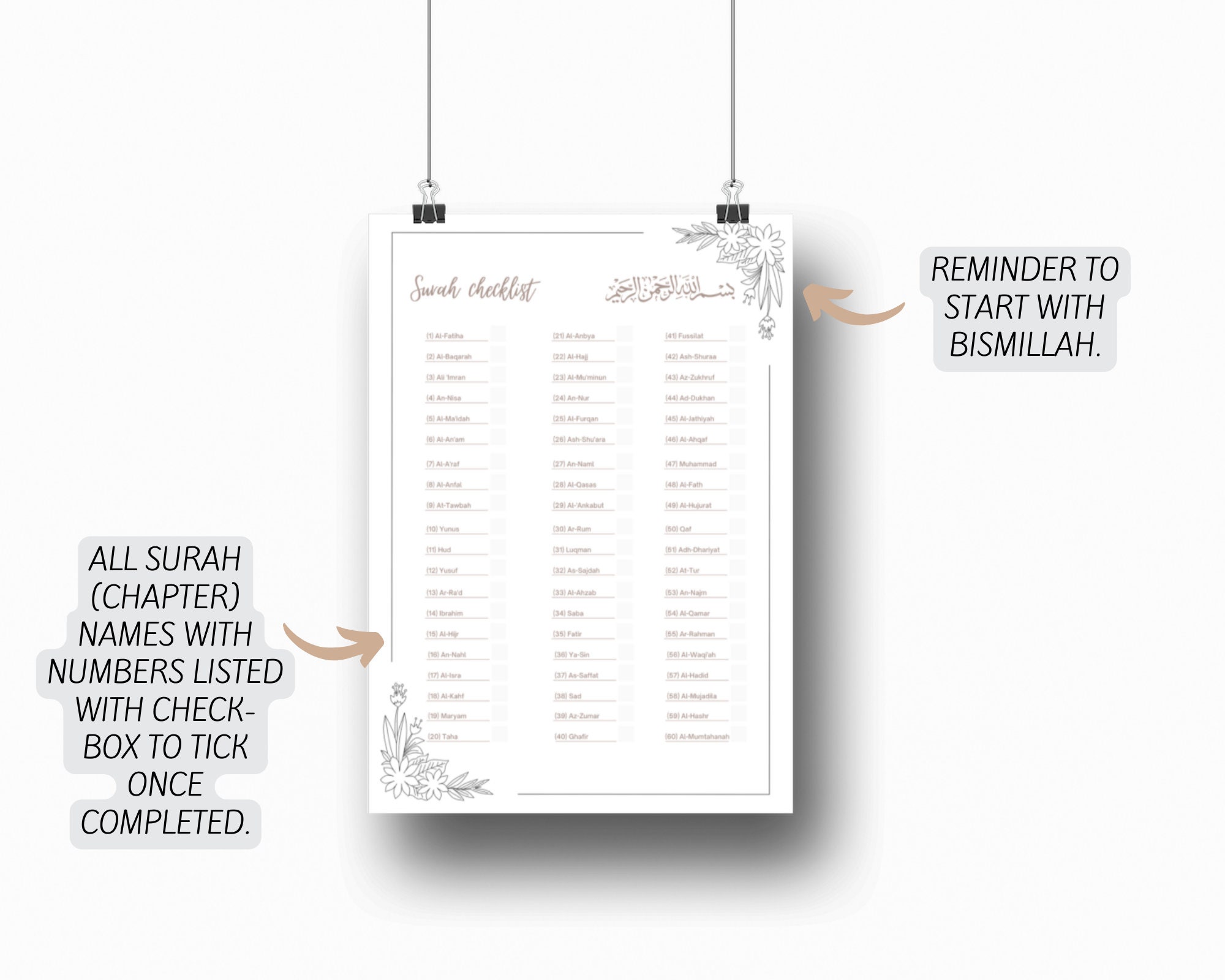 Quran Reading Tracker Checklist - Simple Design to Track Quran ...