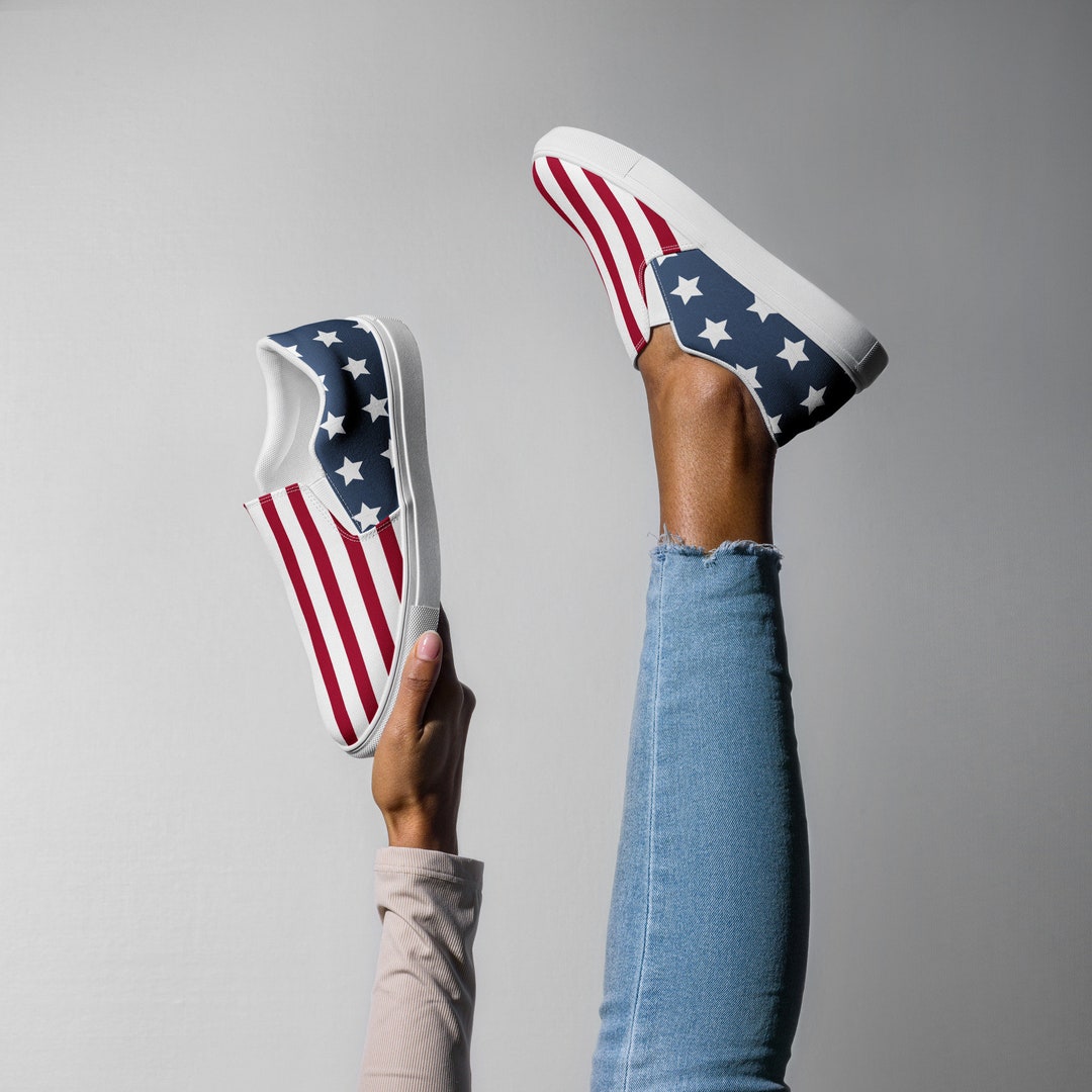 Labor Day Womens Slip-on Patriotic Canvas American US Flag Shoes July 4 ...