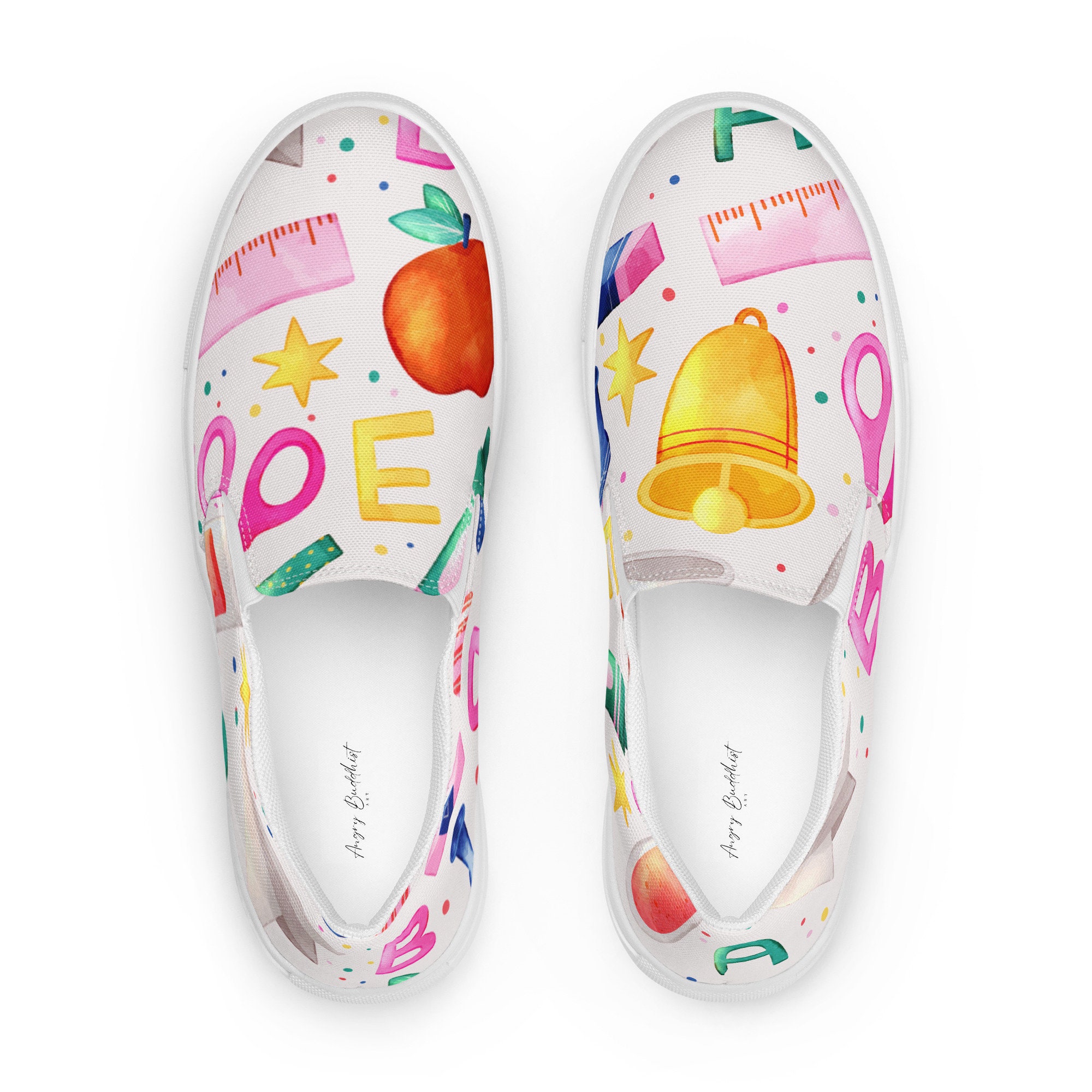 School Teacher Womens Slip-on Canvas Shoes Teacher Sneakers Customized ...