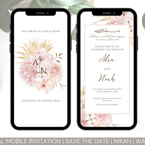 Digital Muslim Wedding Invitation Canva Template - Etsy