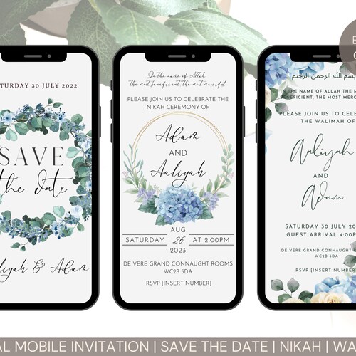 Digital Muslim Wedding Invitation Canva Template - Etsy