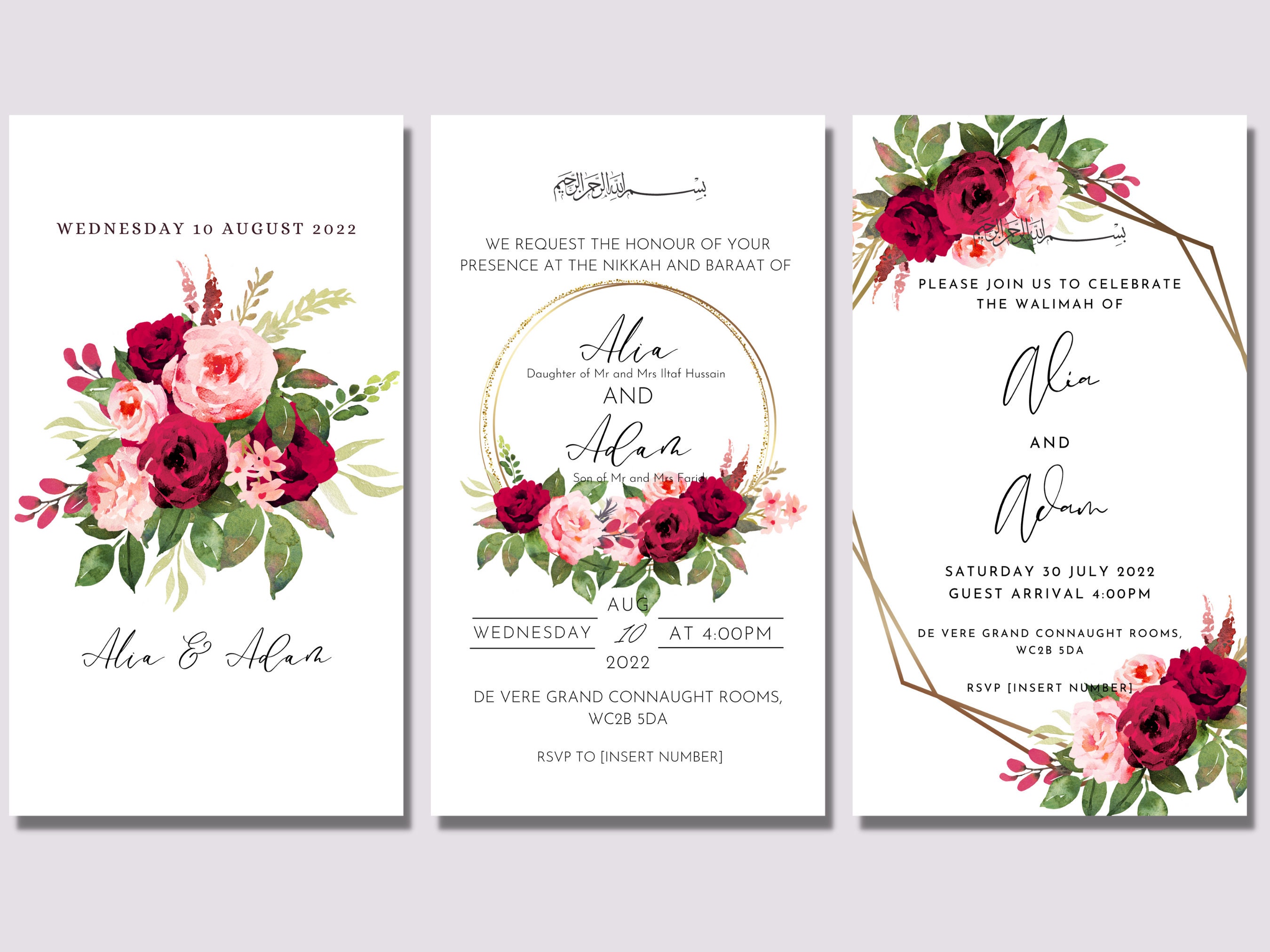 Editable Digital Muslim Wedding Invitation Template Nikah Walimah ...