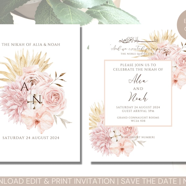 Pakistani Wedding Invitation Template - Etsy