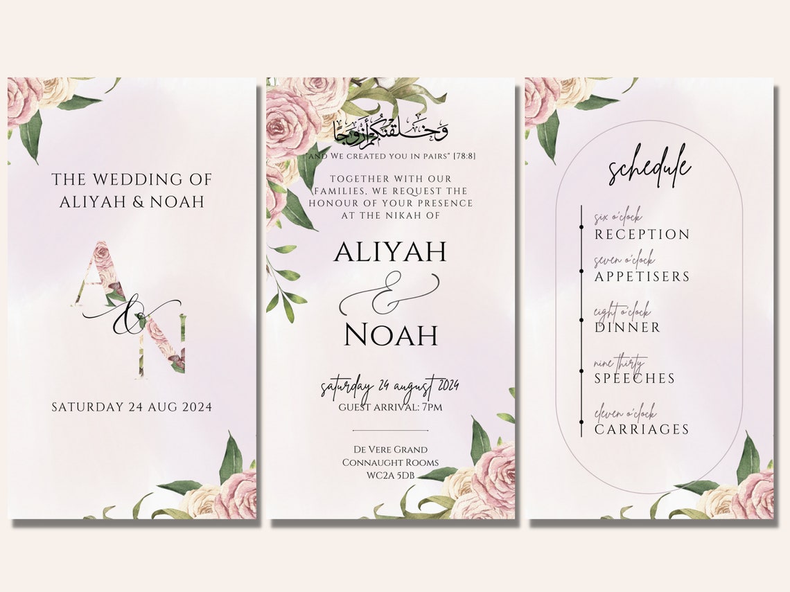 Editable Digital Muslim Islamic Wedding Invitation Template Nikkah ...