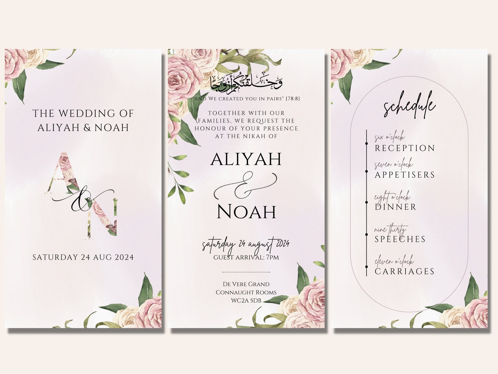 Editable Digital Muslim Islamic Wedding Invitation Template Nikkah ...