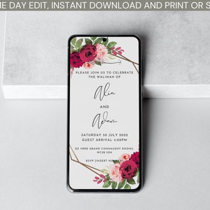 Editable Digital Muslim Wedding Invitation Template Nikah Walimah ...