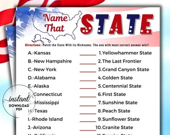 Us State Name Game - Etsy