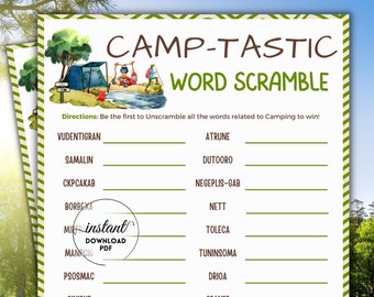 Camping Word Search Printable Camping Activity for Kids - Etsy