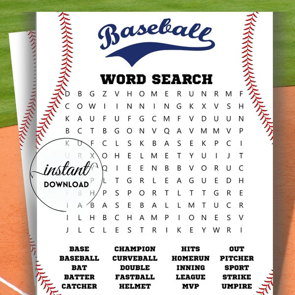 Baseball Word Search - Etsy