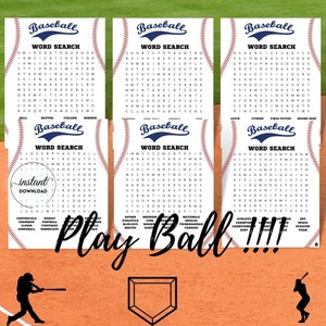 Baseball Word Search Game, Baseball Party Game, Baseball Printable Game ...