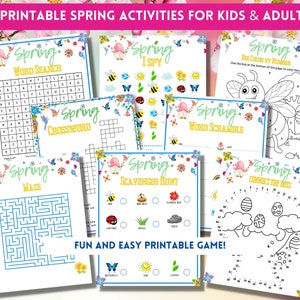 8 Spring Printable Game Bundle, Learning Pack, Fun Spring Party Game ...