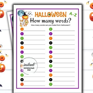 How Many Words Game, Halloween Printable Games for Kids, Halloween ...
