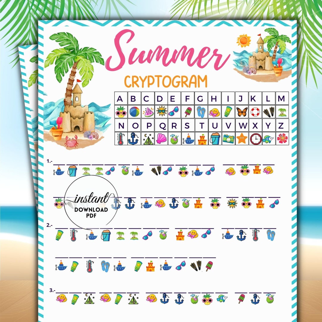 Summer Cryptogram, Summer Game, Cryptogram Puzzles, Summer Fun Games ...