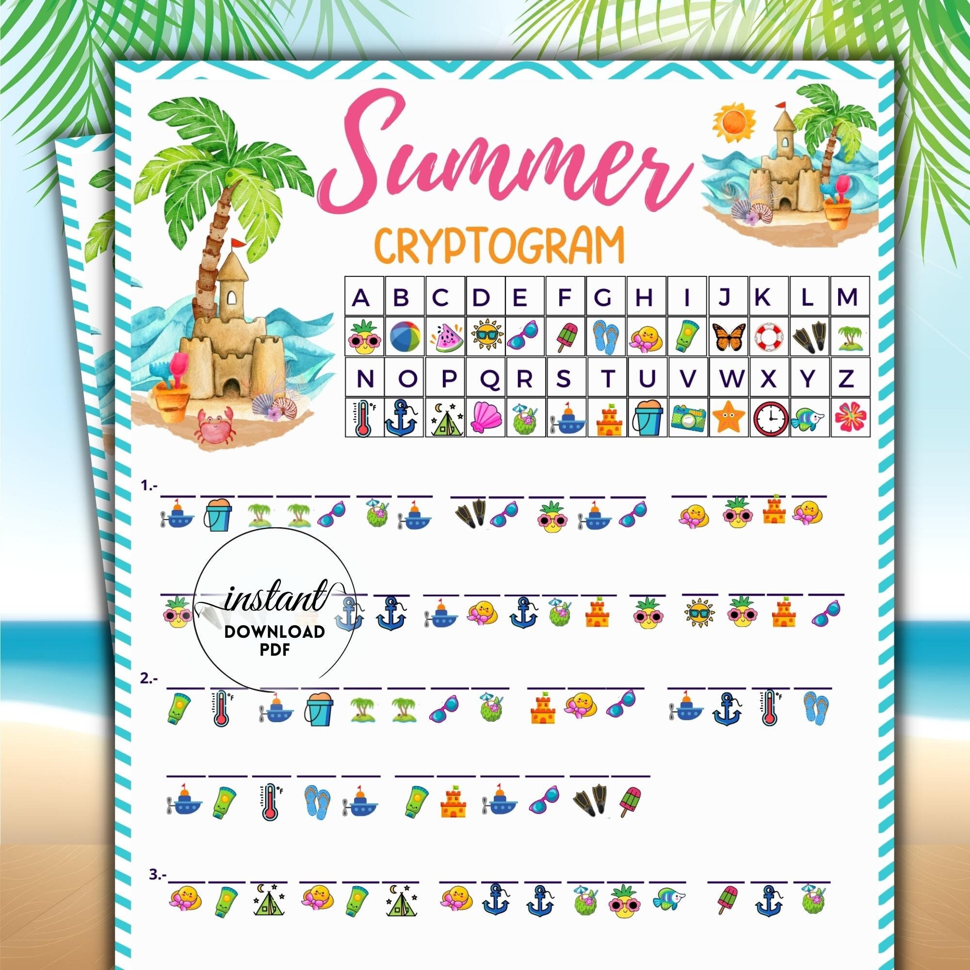 Summer Cryptogram Puzzle: Fun Family Game (PDF Printable) - Etsy
