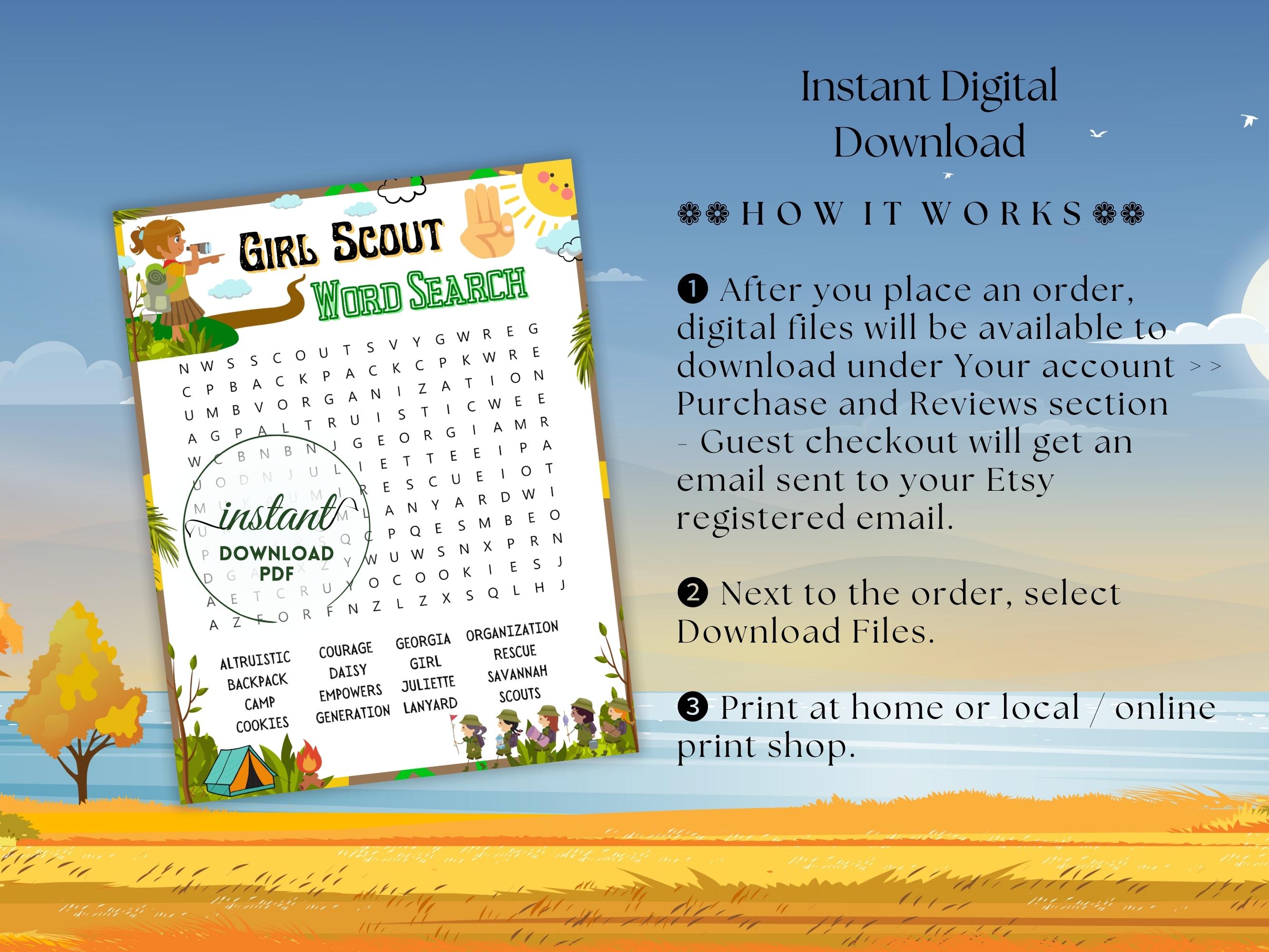 Girl Scout Word Search Game, Word Search, Scout Word Search, Girl Scout ...
