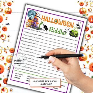 Riddle Game, Halloween Activities for Kids & Adults, Fun Halloween Game ...