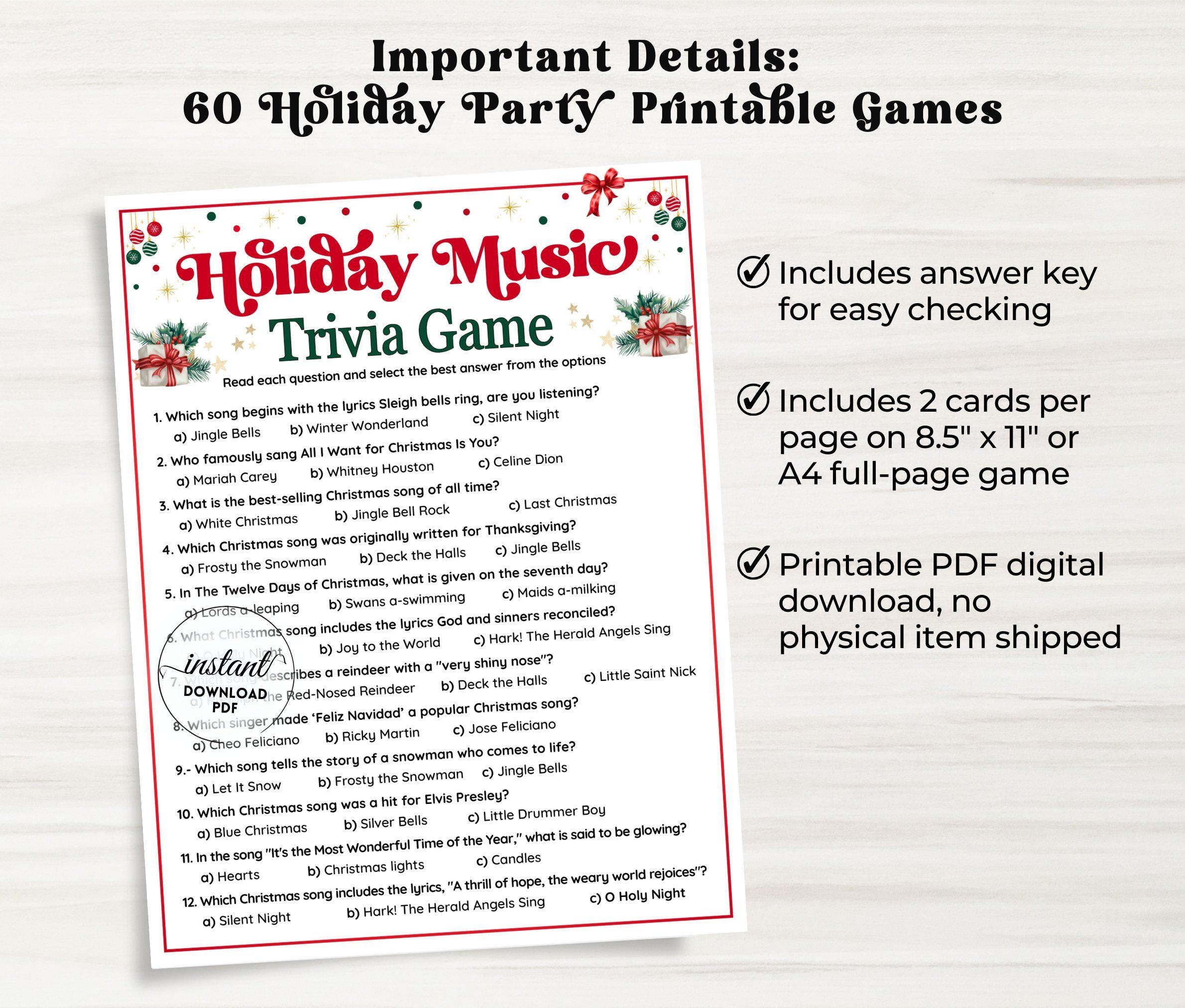 Holiday Office Party Games MEGA Bundle: 60 Printable Party Icebreaker ...