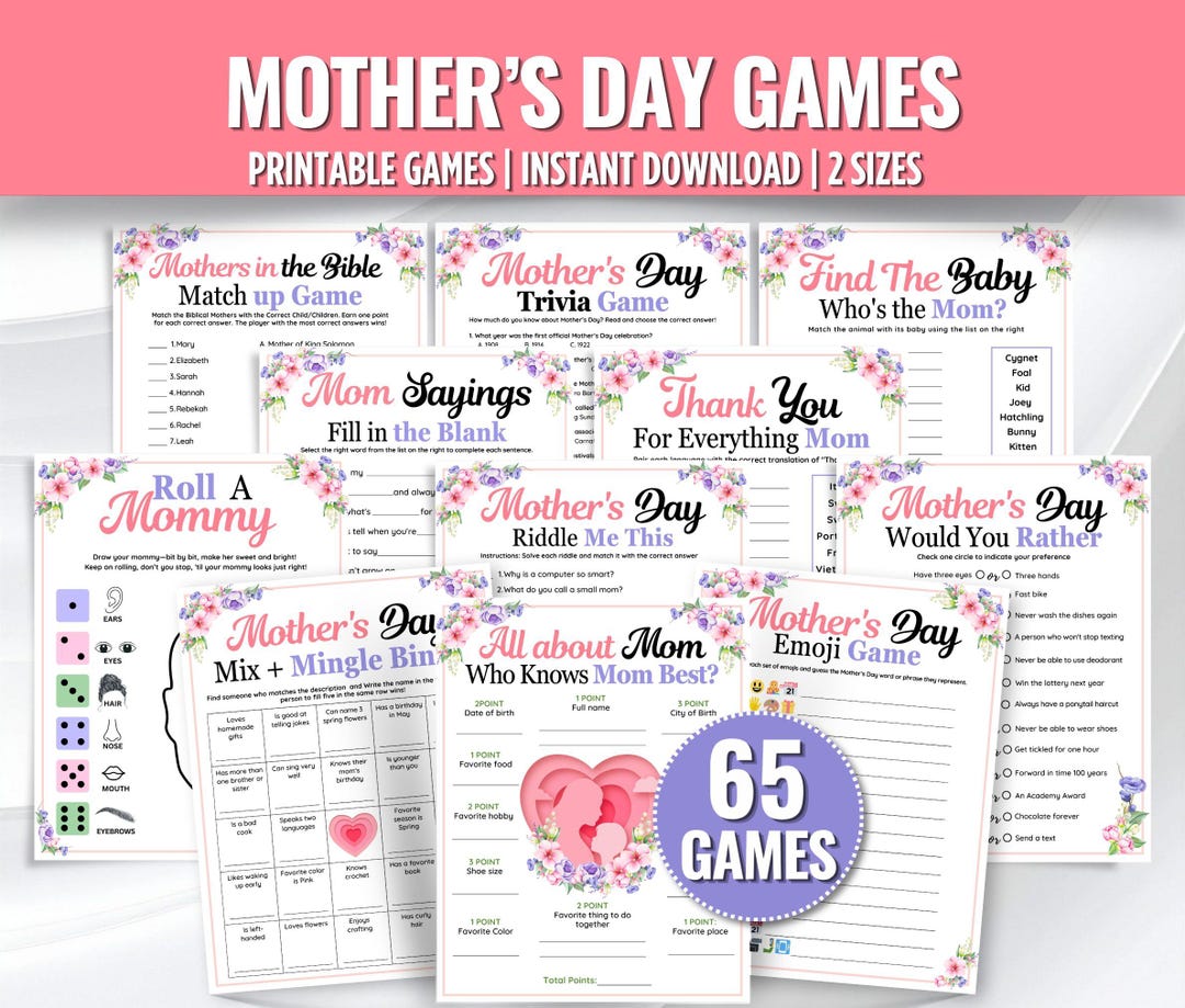 Mother's Day Games MEGA Bundle: 65+ Printable Party Games and ...