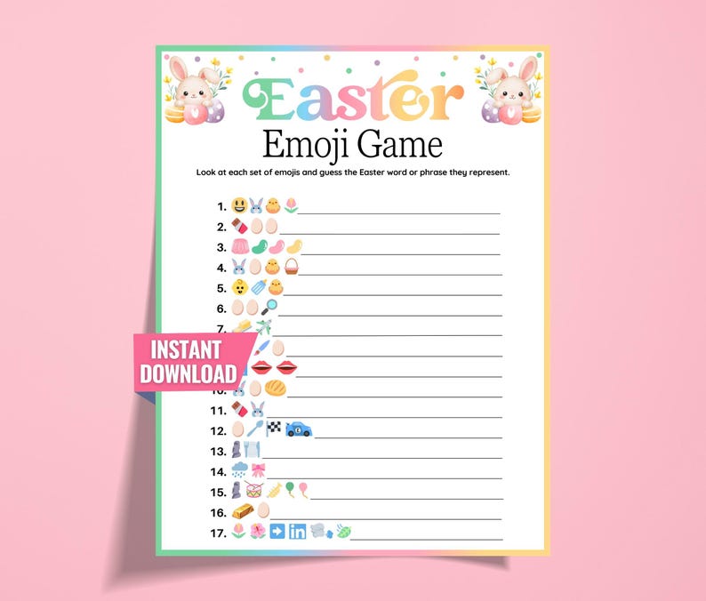 Easter Emoji Game Printable: Super Egg-citing Party Activity (digital ...