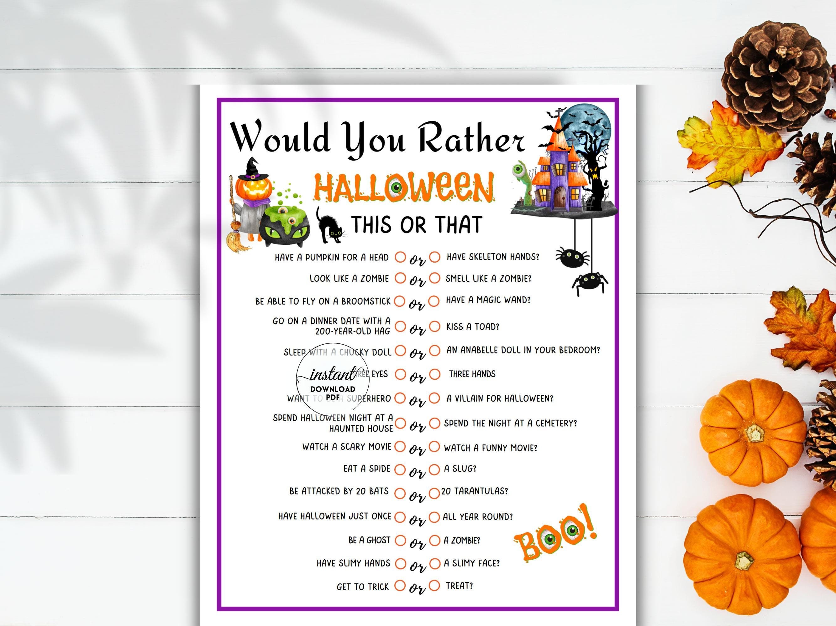 Halloween Would You Rather Game, Halloween This or That Game Printable ...