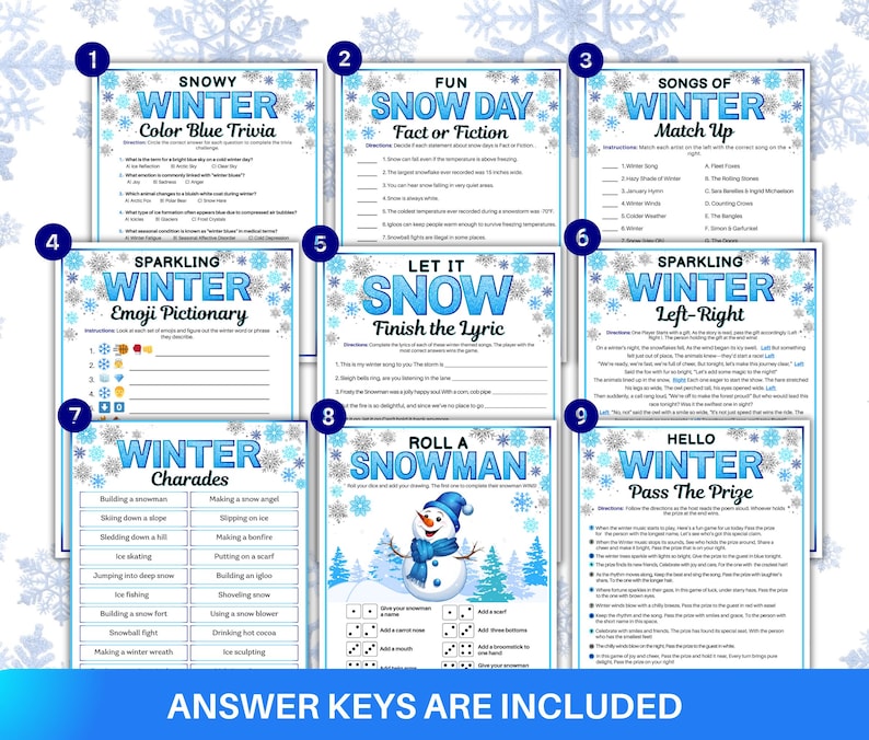 Winter Games MEGA Bundle: 60 Printable Party Activities & Snow Day ...