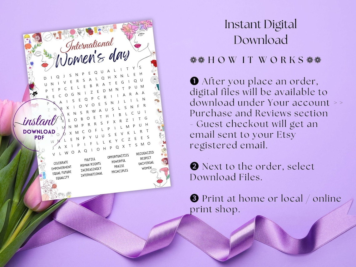 International Women's Day Word Search Game (PDF Printable) - Etsy