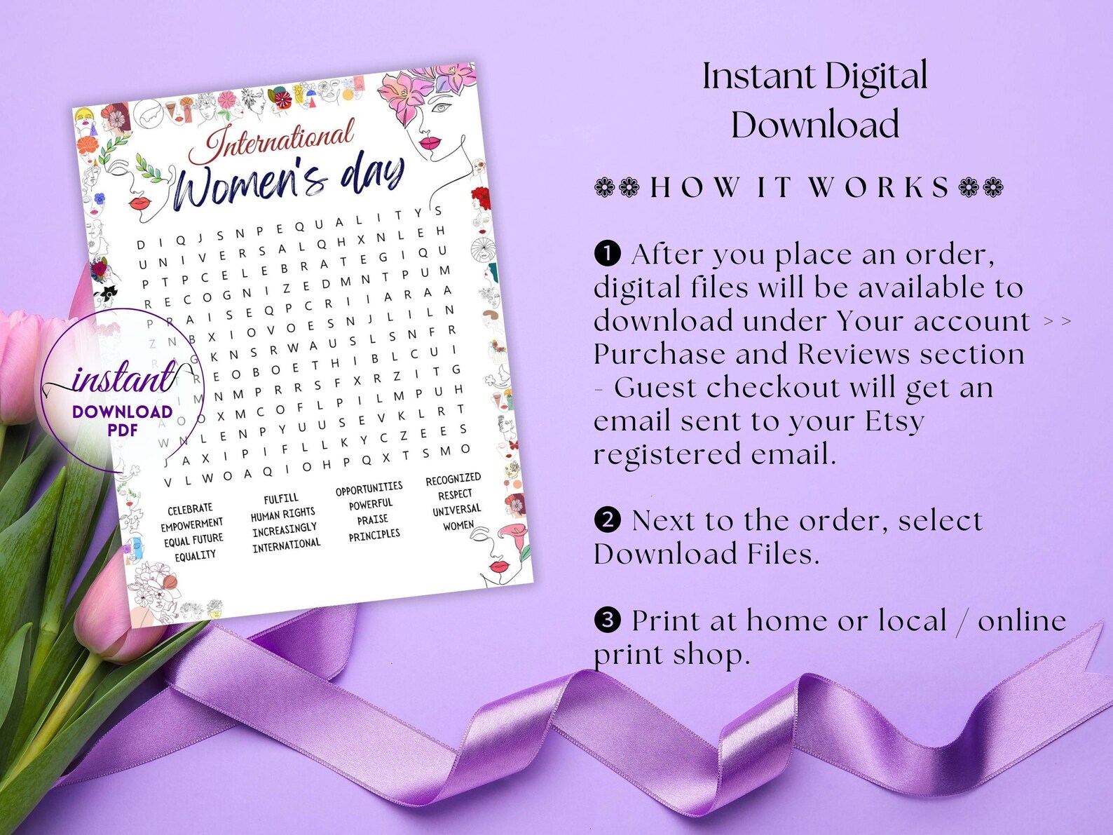 International Women's Day Word Search Game (PDF Printable) - Etsy